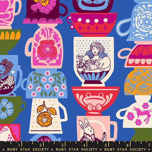 Hello Alice Tea Party per yard blue | SewHungryhippie