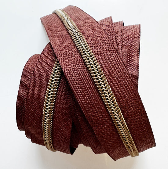 Brown Zipper Tape - #5 Continuous Zipper by the Yard | Bronze Teeth ...